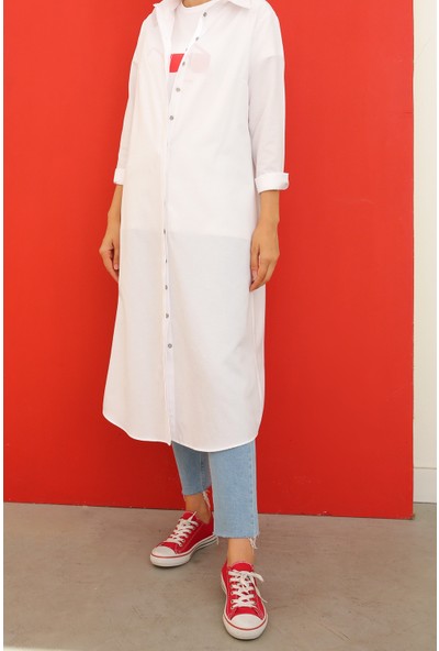 ALLDAY Gizli Patlı Uzun Gömlek