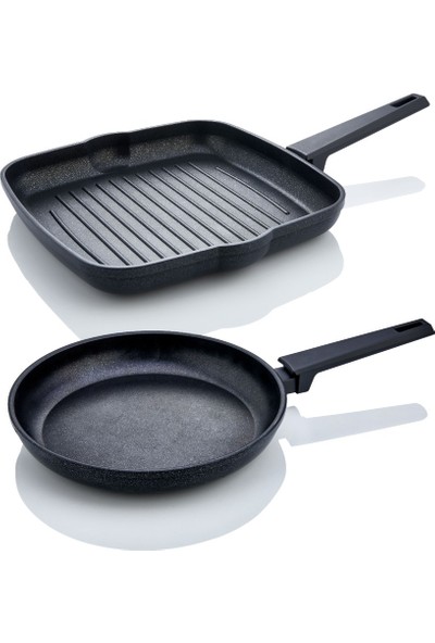 Big Chef Bigchef Alüminyum Döküm Granit Döküm Kare ve 28 cm Tava Big Chef Bigchef Alüminyum Döküm Granit Döküm Kare ve 28 cm Tava