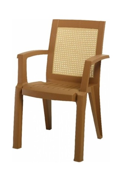 Cakha Mimoza Çift Renkli Plastik Koltuk Teak-Bej Cakha Mimoza Çift Renkli Plastik Koltuk Teak-Bej