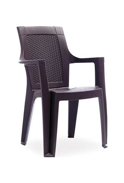 Cakha Elegance Rattan Desenli Plastik Koltuk Kahve Cakha Elegance Rattan Desenli Plastik Koltuk Kahve