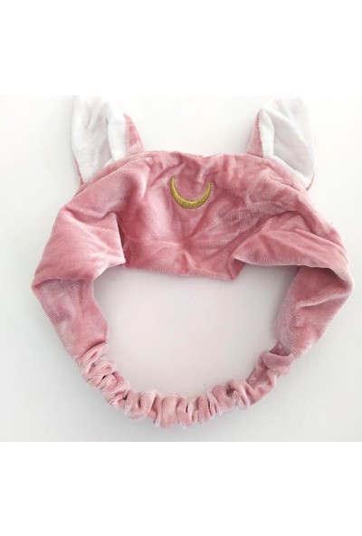 Hd Marketim Sailor Moon Kedi Kulaklı Saç Bandı Bandana Makyaj Bandı Yüz Yıkama Elastik Kadife Saç Aksesuarları Pembe