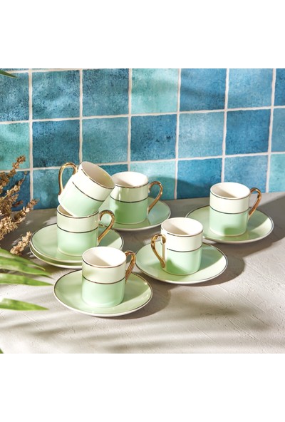 Karaca Lana Yeşil 6 Kişilik Kahve Fincan Takımı 90 ml