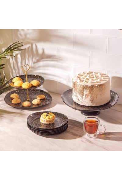 Karaca Lovizna Siyah 8 Parça Tatlı Kutu - Pasta Seti