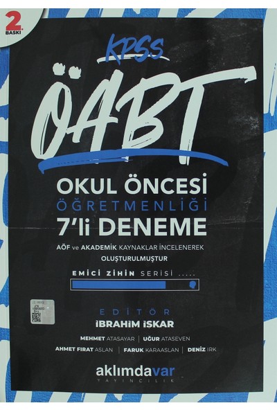 Aklımdavar Yayıncılık 2022 KPSS Öabt Okul Öncesi Öğretmenliği 7'li Deneme Aklımdavar Yayıncılık 2022 KPSS Öabt Okul Öncesi Öğretmenliği 7'li Deneme
