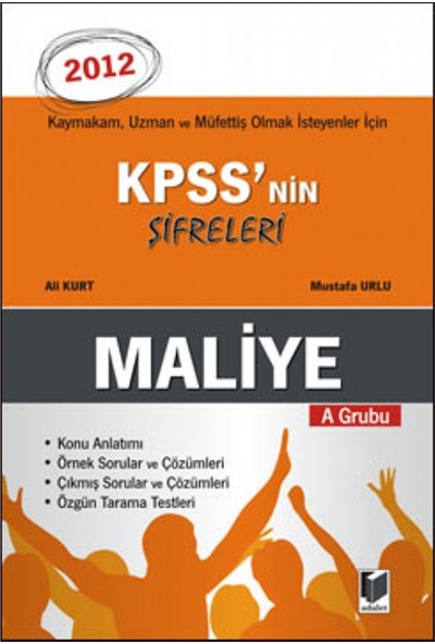 Adalet Yayınevi KPSS'nin Şifreleri A Grubu Maliye