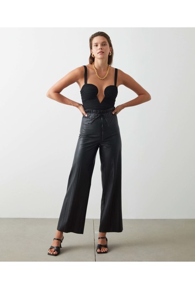 İpekyol Deri Pilise Pantolon