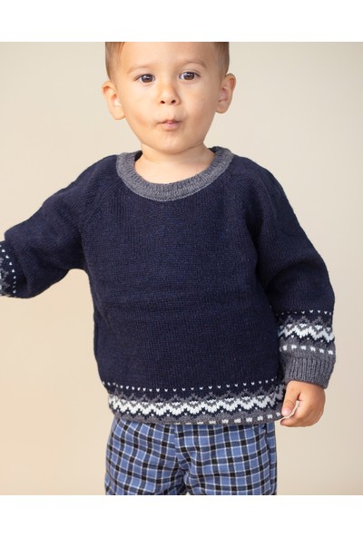 Çikoby Jakarlı, Bisiklet Yaka, Lacivert Erkek Bebek Kazak