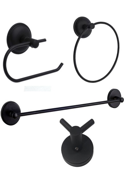 SLN Banyo Seti Siyah (Askılık + Açık Kağıtlık + Havluluk Uzun ve Yuvarlak ) SLN Banyo Seti Siyah (Askılık + Açık Kağıtlık + Havluluk Uzun ve Yuvarlak )