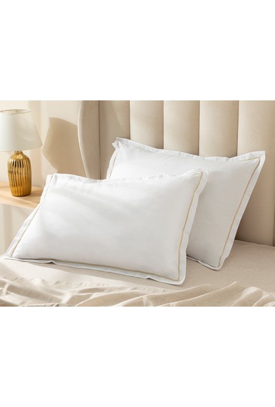 English Home Fancy Plain Simli Pamuk 2'li Kulaklı Yastık Kılıfı 50X70 cm Beyaz English Home Fancy Plain Simli Pamuk 2'li Kulaklı Yastık Kılıfı 50X70 cm Beyaz