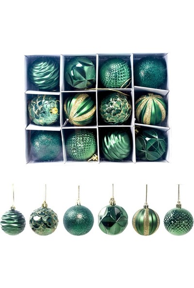Sakuraa Yılbaşı Asılı Top Süsleri 12 Adet (Yurt Dışından)