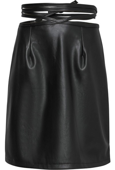 Quzu Deri Mini Etek Siyah