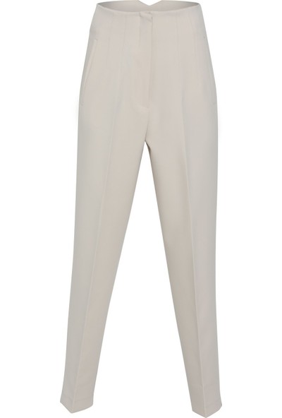 Quzu Pens Detaylı Pantolon Taş