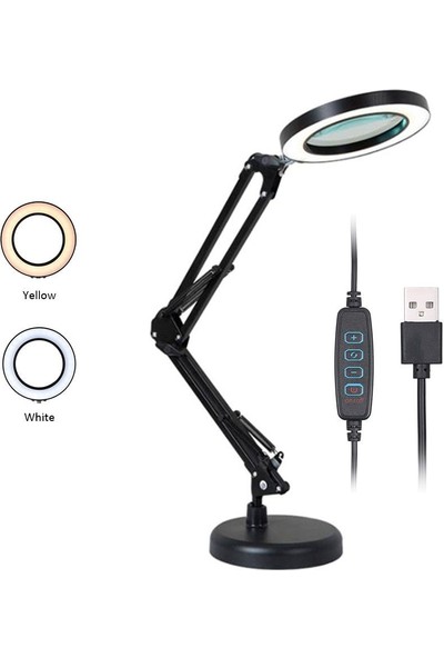 Yakpen Çalışma Lambası Masa Lambası Büyüteçli Lamba 2 Farklı LED Aydınlatmalı