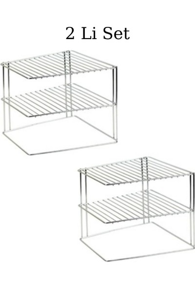 Maksipazar 2 Adet Tabaklık 3 Katlı Dolap Içi Tabak Düzenleyici Raf