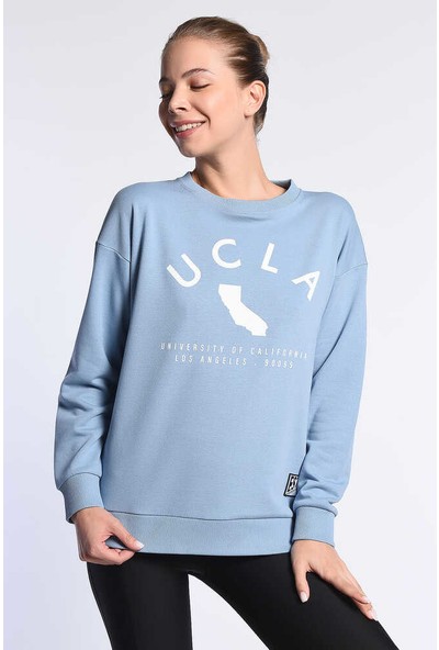 Ucla Alameda Açık Mavi Bisiklet Yaka Baskılı Oversize Kadın Sweatshirt Ucla Alameda Açık Mavi Bisiklet Yaka Baskılı Oversize Kadın Sweatshirt