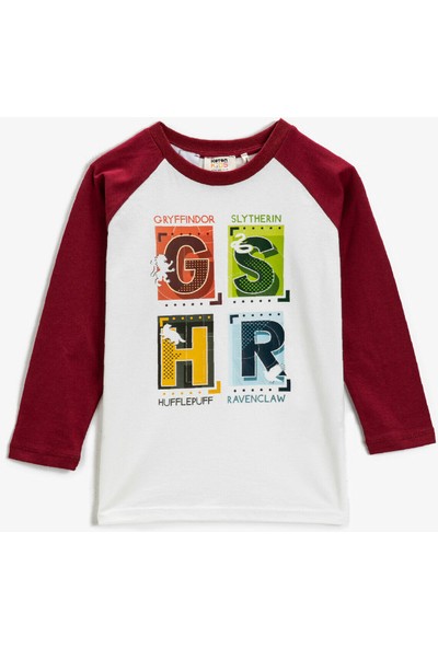 Koton Harry Potter Baskılı T-Shirt Uzun Kollu Bisiklet Yaka Pamuklu