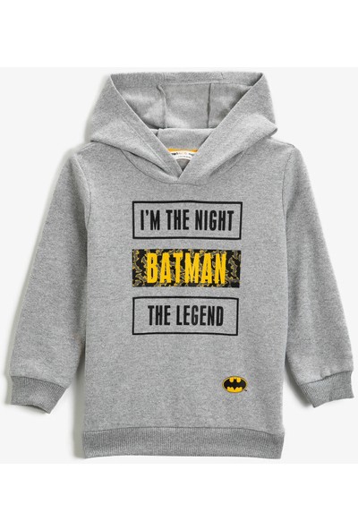 Koton Batman Baskili Kapüsonlu Sweatshirt Lisansli