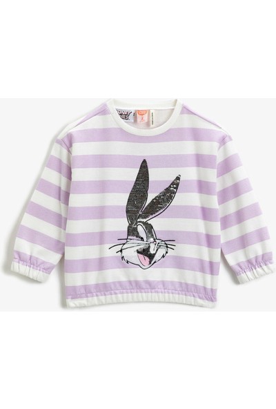Koton Bugs Bunny Lisanslı Pullu Sweatshirt