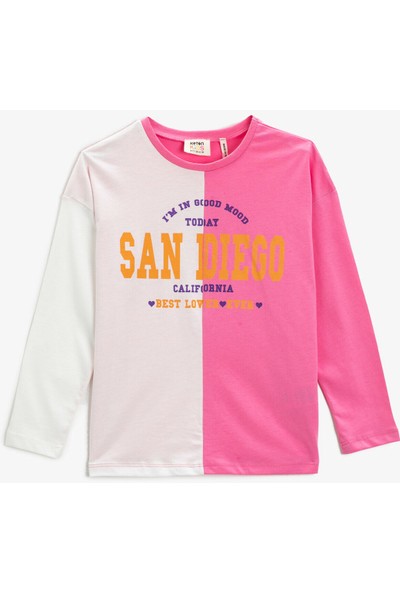Koton Pamuklu San Diego Baskılı Bisiklet Yaka Uzun Kollu Tişört