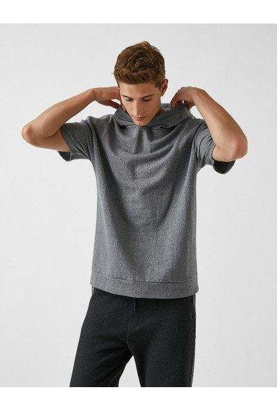 Koton Kısa Kollu Kapşonlu Sweatshirt