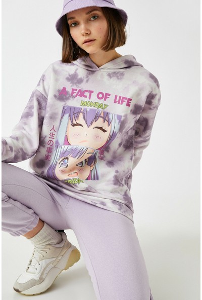 Koton Anime Baskılı Tie Dye Kapüşonlu Sweatshirt