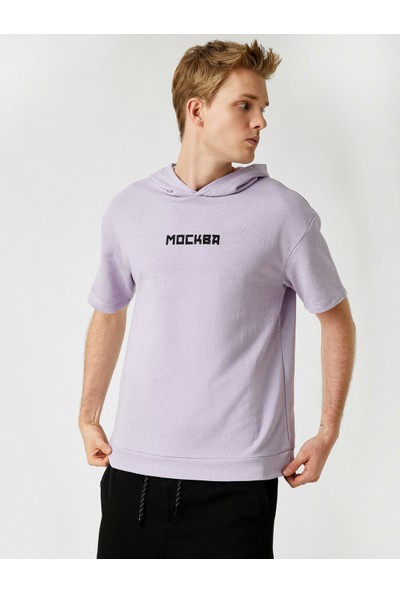 Koton Kısa Kollu Baskılı Kapşonlu Sweatshirt