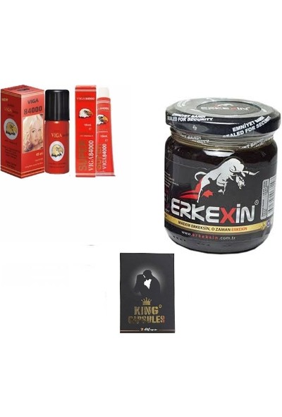 Erkexin Epimedyumlu Macun 240gr + Viga 84000 Krem & Sprey Set + King 2 Li Perfonmans Bitkisel Kapsül Erkexin Epimedyumlu Macun 240gr + Viga 84000 Krem & Sprey Set + King 2 Li Perfonmans Bitkisel Kapsül