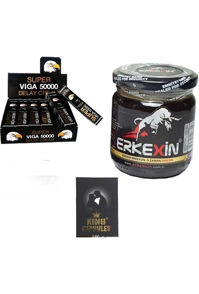 Erkexin Epimedyumlu Macun 240gr + Viga 50bın Krem 12 Ad & Krem Set+ King 2 Li Perfonmans Bitkisel Kapsül Erkexin Epimedyumlu Macun 240gr + Viga 50bın Krem 12 Ad & Krem Set+ King 2 Li Perfonmans Bitkisel Kapsül