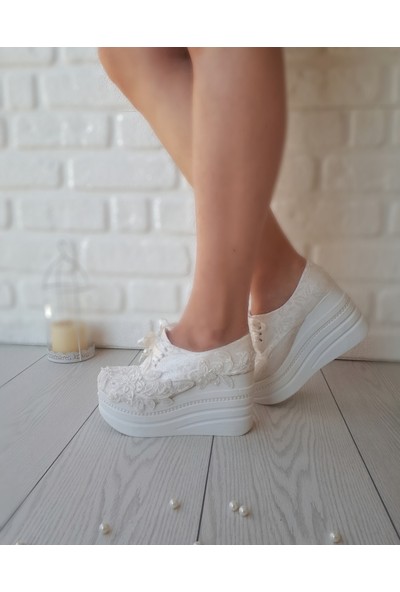 Modavien 1851005 Dolgu Topuk Gelinlik Ayakkabısı