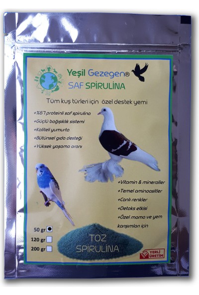 Yeşil Gezegen Bird Spirulina Saf 50GR Yerli Ürün Yeşil Gezegen Bird Spirulina Saf 50GR Yerli Ürün