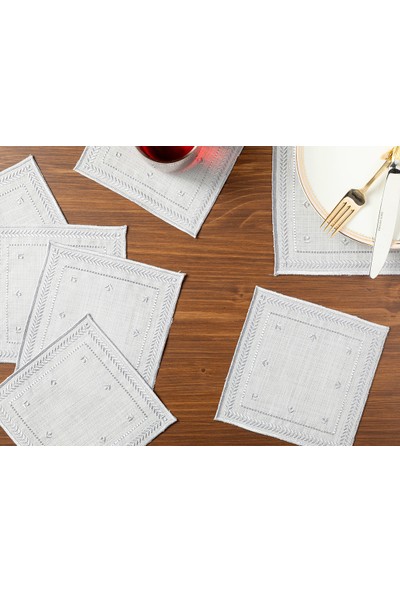 English Home Kimmy Polyester 6'lı Kokteyl Peçetesı 14X14 cm Gri English Home Kimmy Polyester 6'lı Kokteyl Peçetesı 14X14 cm Gri