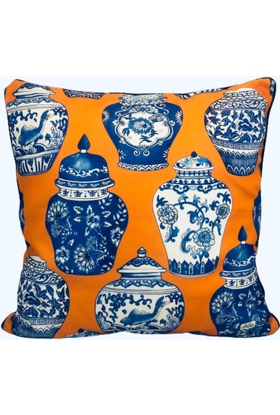 MiaKuba Küp Desenli 40X40 Turuncu Kırlent