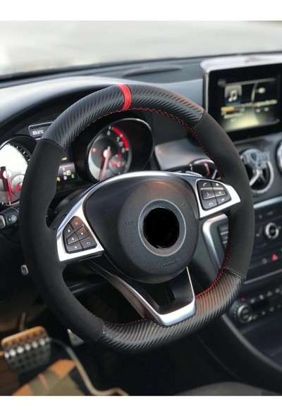 Gürler Oto Aksesuar Vw Caddy 2021 Alkantra-Karbon Kırmızı Yüzüklü Direksiyon Kılıf Gürler Oto Aksesuar Vw Caddy 2021 Alkantra-Karbon Kırmızı Yüzüklü Direksiyon Kılıf