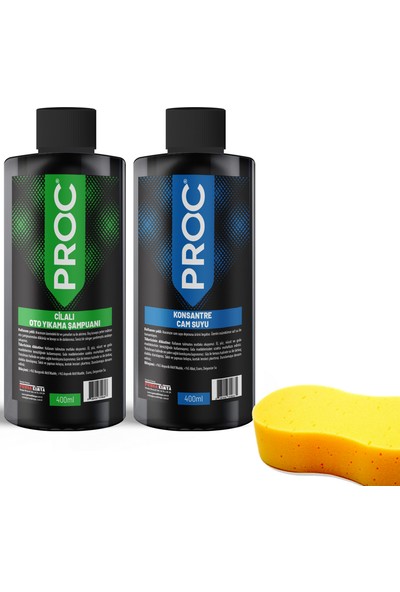 Proc Proc 2'li Araç Bakım Seti Oto Şampuanı ve Cam Suyu(Sünger Hediyeli) Oto Bakım Temizlik Seti Proc Proc 2'li Araç Bakım Seti Oto Şampuanı ve Cam Suyu(Sünger Hediyeli) Oto Bakım Temizlik Seti