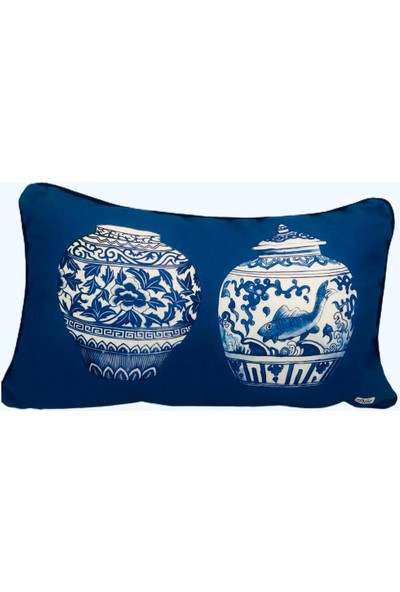 MiaKuba Küp Desenli 30X45 Mavi Kırlent