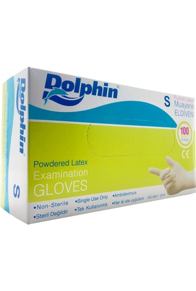 Dolphine Dolphin Lateks Eldiven Pudralı - Küçük (S) - 100'LÜ Dolphine Dolphin Lateks Eldiven Pudralı - Küçük (S) - 100'LÜ