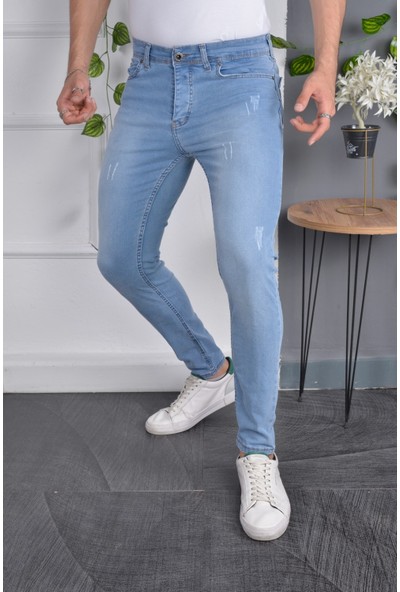 Drontin Erkek Jeans Skinny Fit Likralı Açık Mavi Italyan Stil Dar Paça Tırnaklı Kot Pantolon Drontin Erkek Jeans Skinny Fit Likralı Açık Mavi Italyan Stil Dar Paça Tırnaklı Kot Pantolon