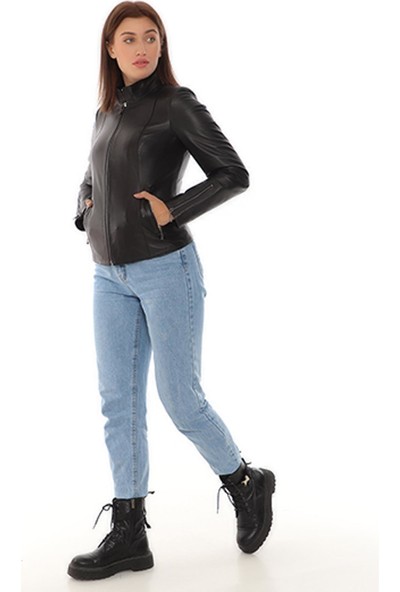 Boutique Depina Hakiki Deri Hakim Yaka Siyah Kadın Ceket Mont Boutique Depina Hakiki Deri Hakim Yaka Siyah Kadın Ceket Mont