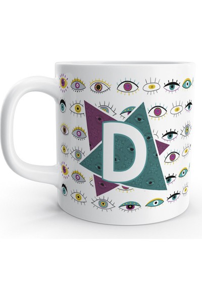Rock'n Fox D Harfi Göz Eye Gözler Tasarım Renkli Harfli Kupa Bardak Rock'n Fox D Harfi Göz Eye Gözler Tasarım Renkli Harfli Kupa Bardak