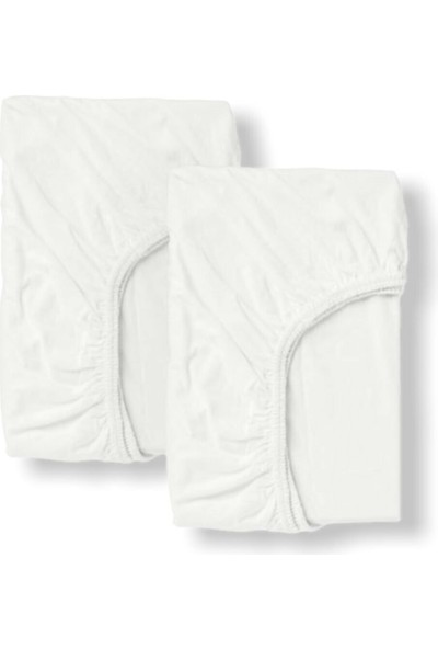 Bebek Özel Pamuklu Bebek ve Çocuk Lastikli Çarşaf Beyaz 70X160 (2 Adet)