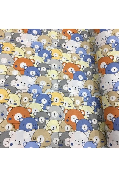 Bebek Özel % 100 Pamuklu Bebek ve Çocuk Lastikli Çarşaf Mavi Şirin Ayıcıklar 60X120