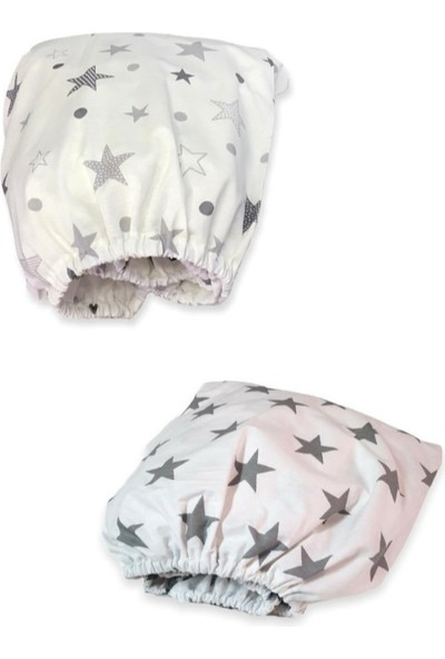Bebek Özel Pamuklu Bebek ve Çocuk Lastikli Çarşaf Yeni Gri Yıldızlılar 70X120 (2 Adet)