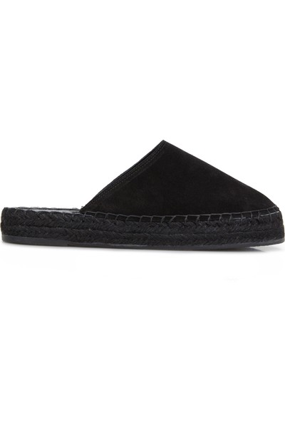 Divarese Siyah Hasır Tabanlı Kadın Terlik