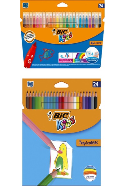 Bic Keçeli Kalem 24'lü + Kuru Boya Seti 24'lü Bic Keçeli Kalem 24'lü + Kuru Boya Seti 24'lü