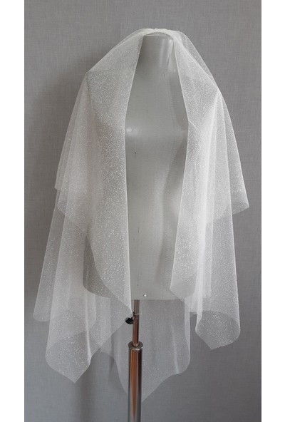 Suzanna Moda Kenarı Düz Püskürtme Simli Kırık Beyaz Duvak Adana Gelinlik Suzanna Moda