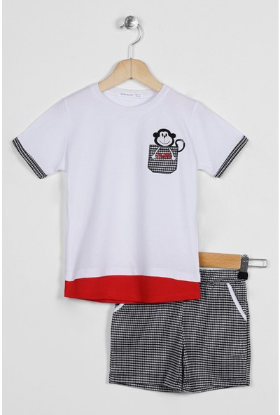 Zepkids Erkek Çocuk Maymun Nakışlı Sortlu Takım 2 - 5 Yaş