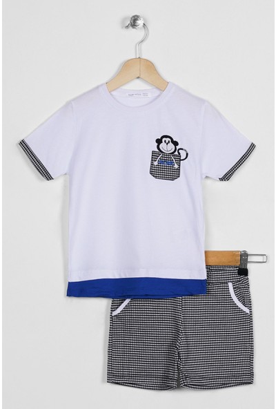 Zepkids Erkek Çocuk Maymun Nakışlı Sortlu Takım 2 - 5 Yaş