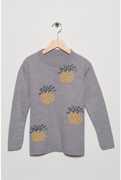 Zepkids Kız Çocuk Ananas Baskılı Yünlü Triko Kazak 9 - 14 Yaş