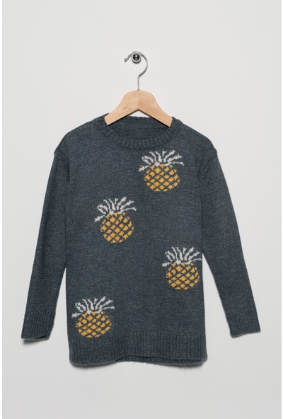 Zepkids Kız Çocuk Ananas Baskılı Yünlü Triko Kazak 9 - 14 Yaş