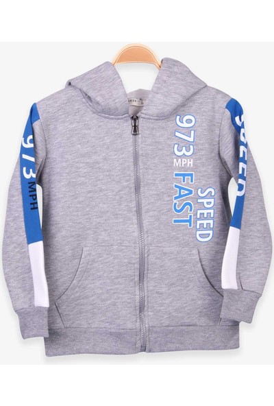 Breeze Erkek Çocuk Hırka Baskılı Kapüşonlu Gri Melanj (4-8 Yaş) Breeze Erkek Çocuk Hırka Baskılı Kapüşonlu Gri Melanj (4-8 Yaş)
